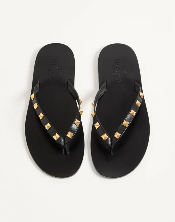 Valentino Garavani Rockstud Goatskin Flip-flops - Black