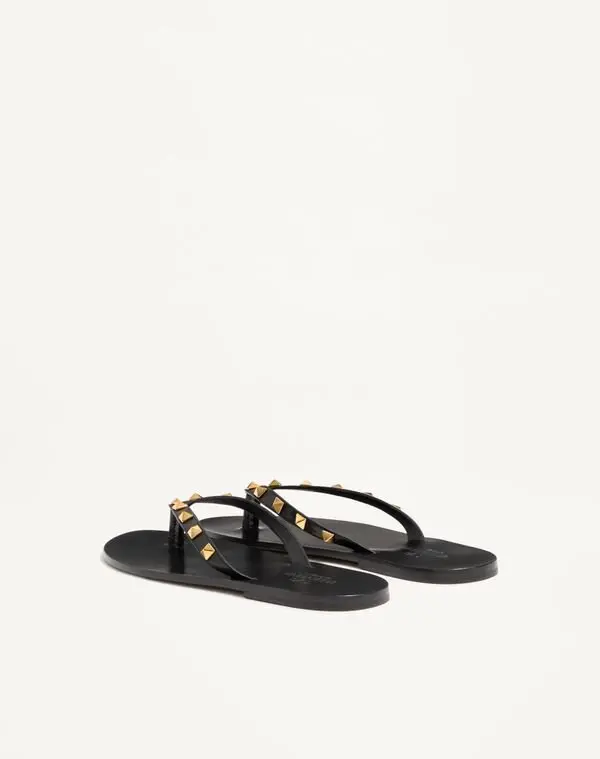 Valentino Garavani Rockstud Goatskin Flip-flops - Black