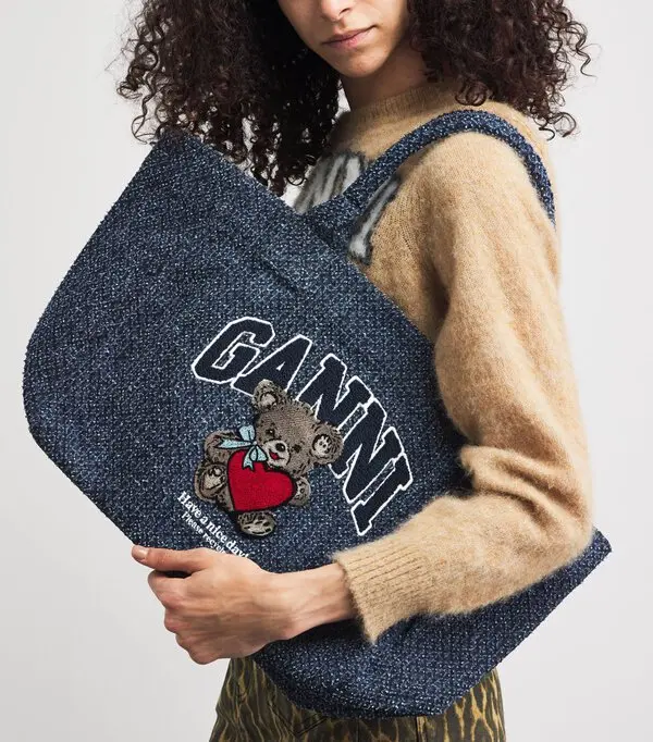 GANNI Tweed Tote Bag