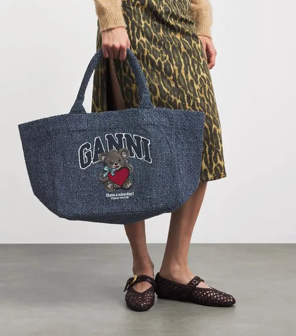 GANNI Tweed Tote Bag