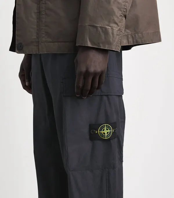 Stone Island Stretch-cotton Straight Cargo Trousers - Navy