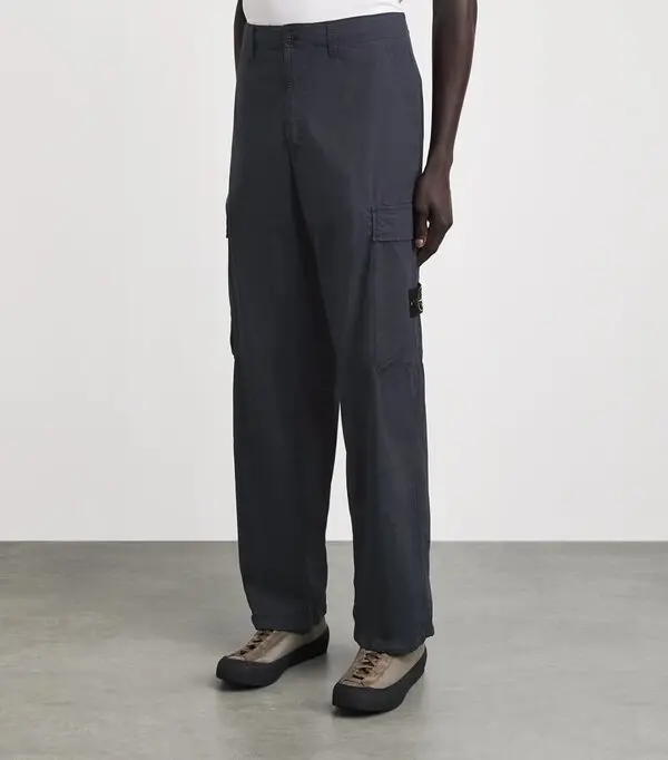 Stone Island Stretch-cotton Straight Cargo Trousers - Navy