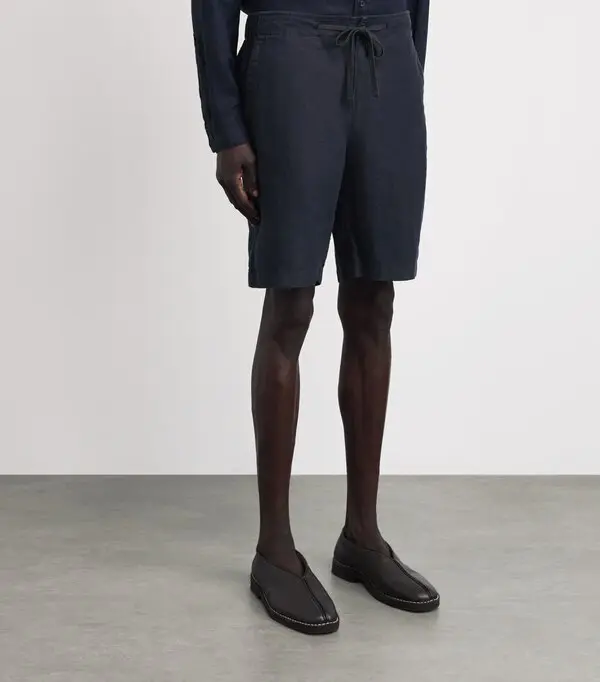 Vince Linen Drawstring Shorts - Navy