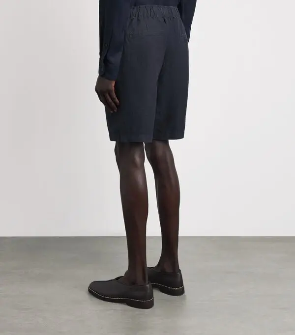 Vince Linen Drawstring Shorts - Navy