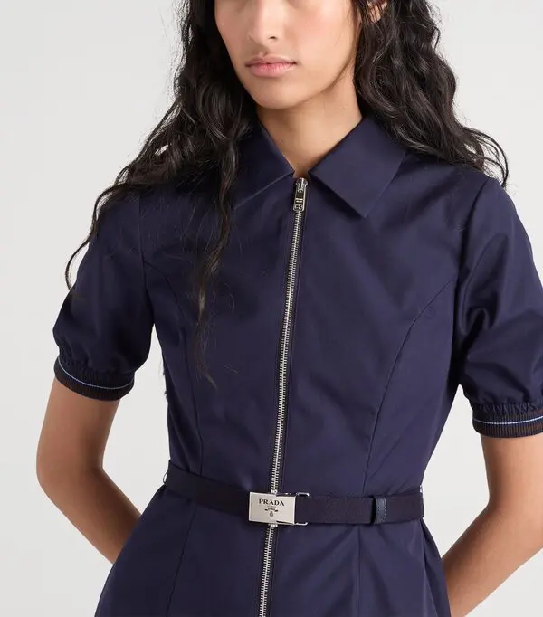 Prada Poplin Shirt Midi Dress - Blue