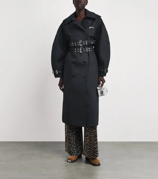 GANNI Belted Organic Cotton Trench Coat