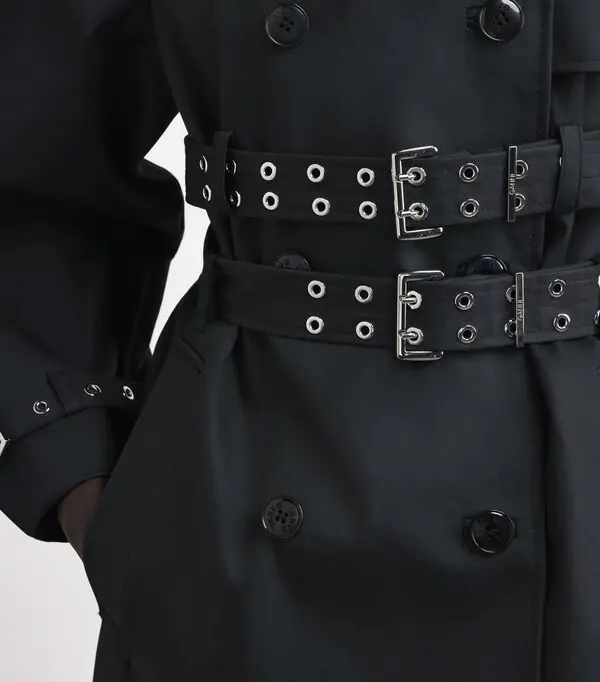 GANNI Belted Organic Cotton Trench Coat