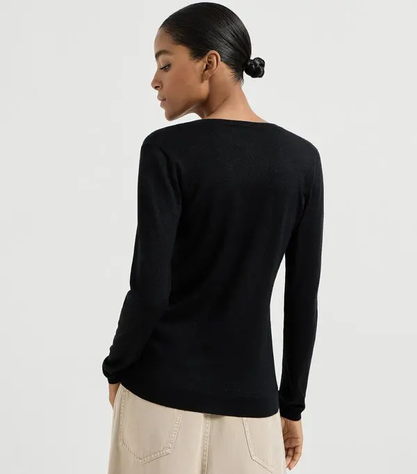 Brunello Cucinelli Cashmere-silk-blend V-neck Sweater - Black