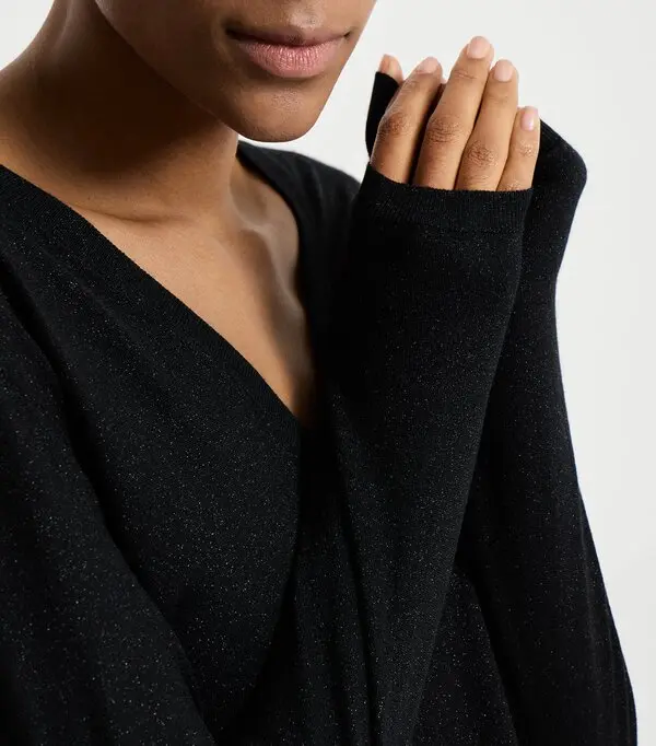 Brunello Cucinelli Cashmere-silk-blend V-neck Sweater - Black