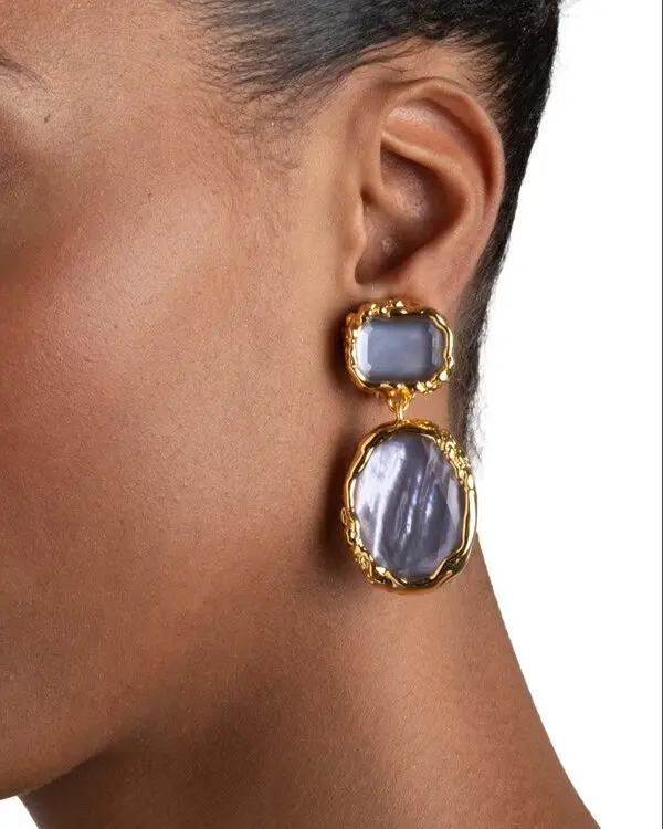 Alexis Bittar Brut Bezel Drop Clip Earrings - Gold