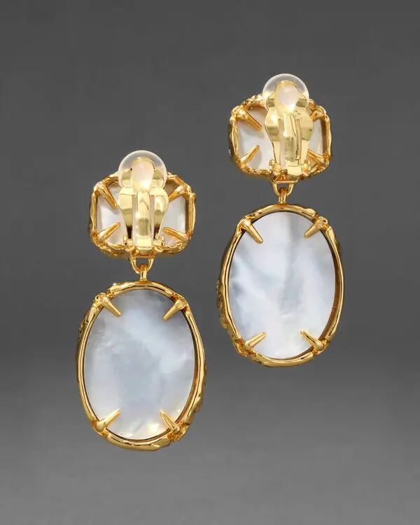Alexis Bittar Brut Bezel Drop Clip Earrings