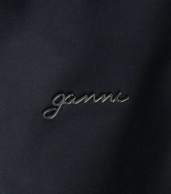 GANNI Belted Organic Cotton Trench Coat - Black