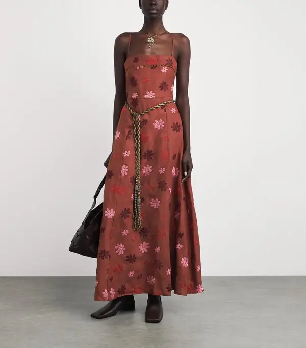 sara linen midi dress Lug Von Siga Linen Sara Midi Dress - Red