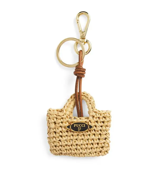 Emilio Pucci Mini Raffia Bag Charm - Beige