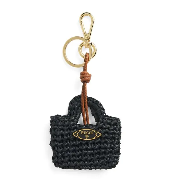 Emilio Pucci Mini Raffia Bag Charm - Black
