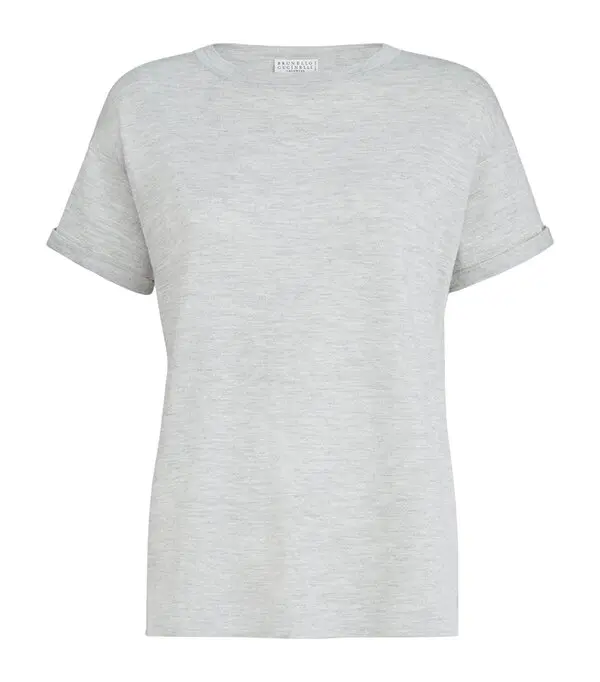 Brunello Cucinelli Cashmere-blend Sparkling T-shirt - Grey