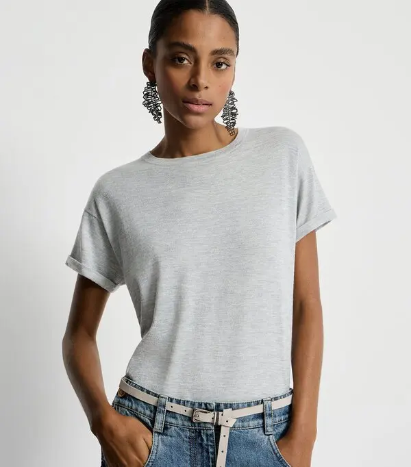 Brunello Cucinelli Cashmere-blend Sparkling T-shirt - Grey