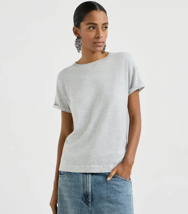 Brunello Cucinelli Cashmere-blend Sparkling T-shirt - Grey
