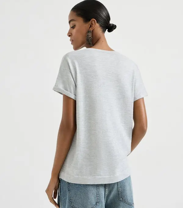 Brunello Cucinelli Cashmere-blend Sparkling T-shirt - Grey
