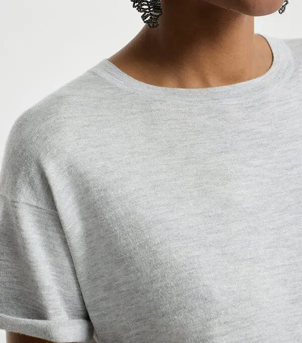 Brunello Cucinelli Cashmere-blend Sparkling T-shirt - Grey