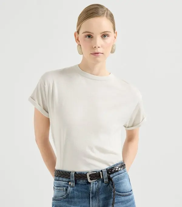 Brunello Cucinelli Cashmere-blend T-shirt - White