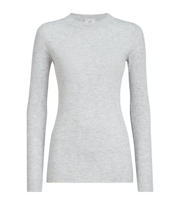 Brunello Cucinelli Cashmere-blend Sparkle Sweater - Grey
