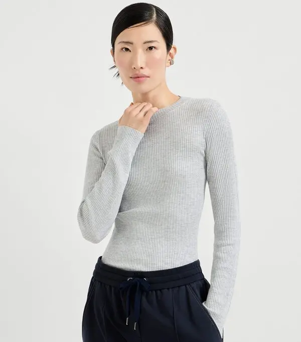 Brunello Cucinelli Cashmere-blend Sparkle Sweater - Grey