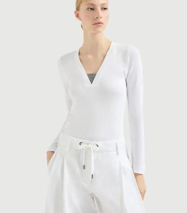 Brunello Cucinelli Stretch-cotton T-shirt With Monili Detail