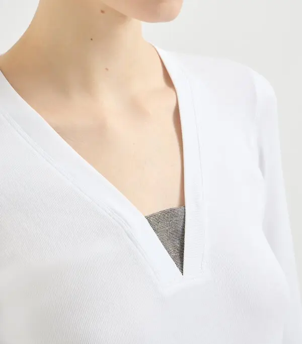 Brunello Cucinelli Stretch-cotton T-shirt With Monili Detail