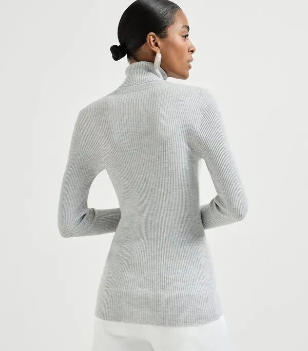 Brunello Cucinelli Cashmere-silk-blend Rollneck Sweater - Grey