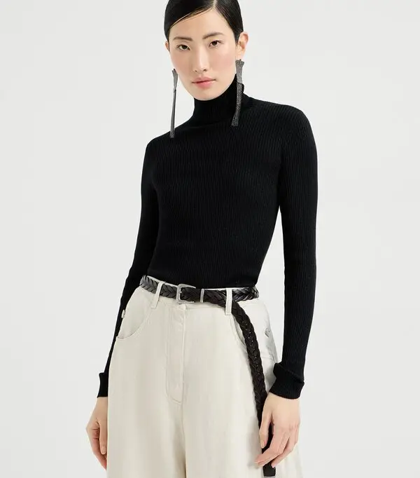 Brunello Cucinelli Cashmere-silk-blend Rollneck Sweater - Black