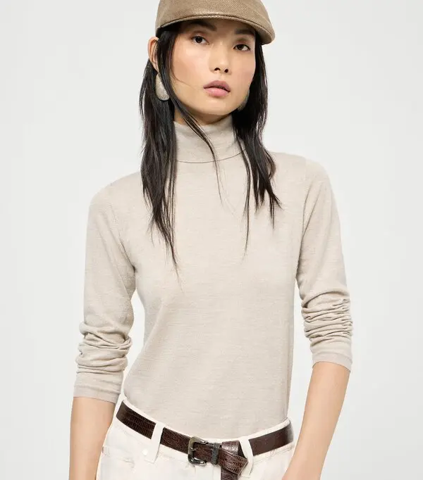 Brunello Cucinelli Cashmere-silk-blend Rollneck Sweater - Beige
