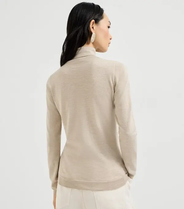 Brunello Cucinelli Cashmere-silk-blend Rollneck Sweater - Beige