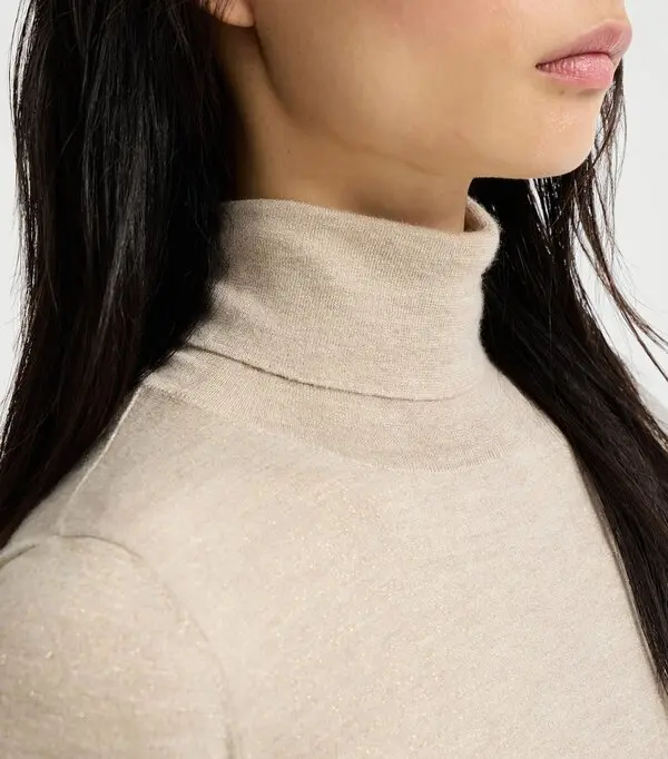 Brunello Cucinelli Cashmere-silk-blend Rollneck Sweater - Beige