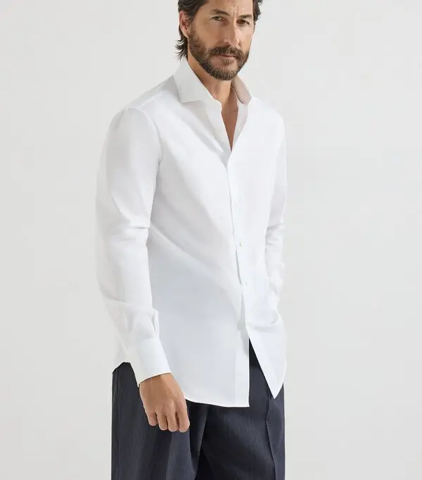 Brunello Cucinelli Cotton Twill Shirt - White