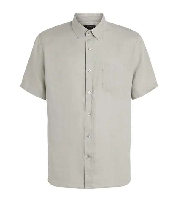 Vince Linen Short-sleeve Shirt - Green