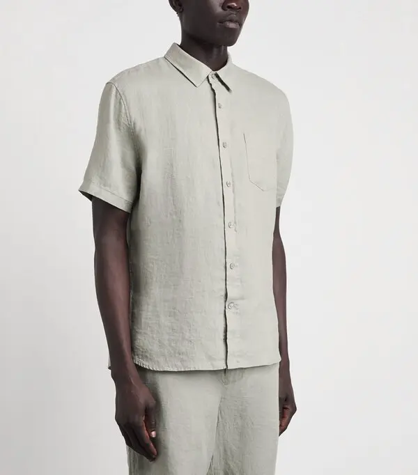Vince Linen Short-sleeve Shirt - Green