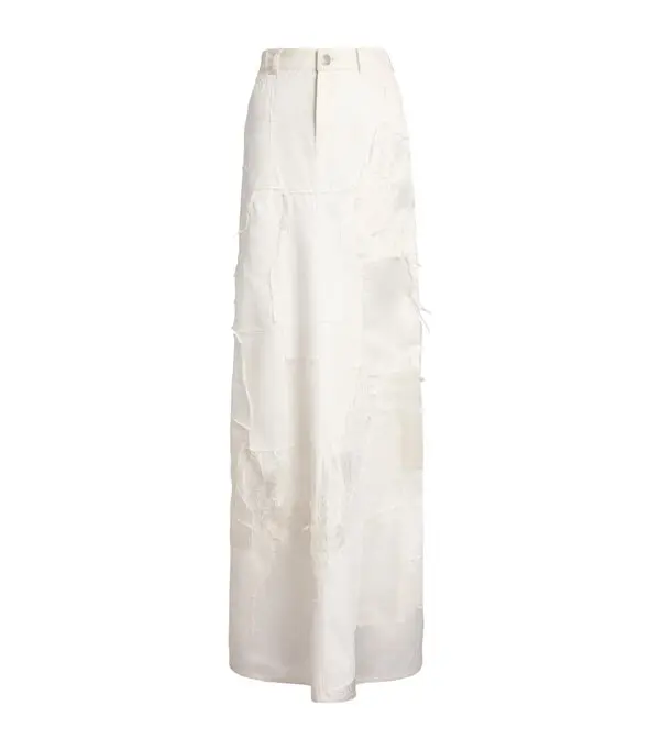 Ralph Lauren Denim Patchwork Maxi Skirt - White