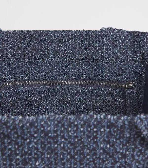 GANNI Medium Tweed Bear Tote Bag - Blue