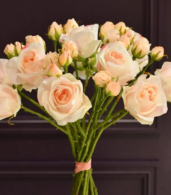 SILK-KA Artificial Rose Flower Bouquet - Orange