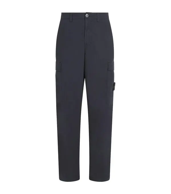 Stone Island Stretch-cotton Straight Cargo Trousers - Navy