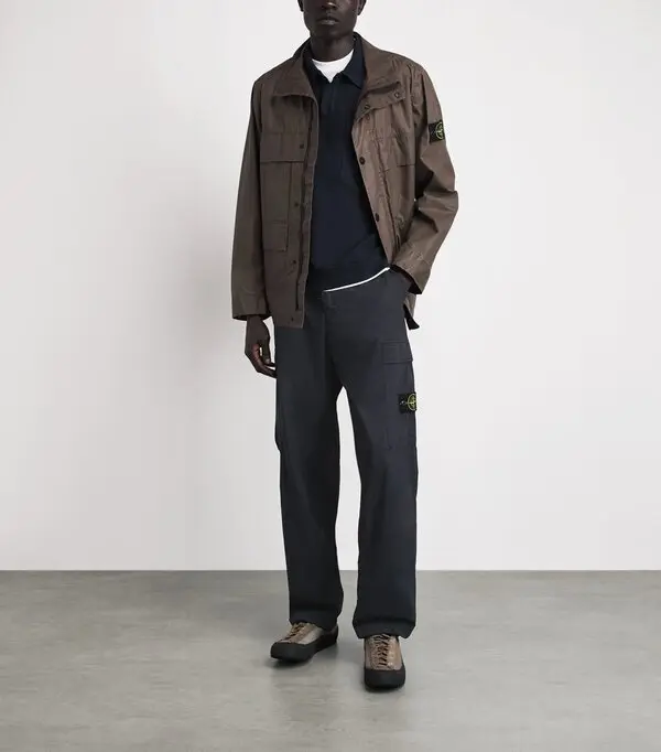 Stone Island Stretch-cotton Straight Cargo Trousers - Navy