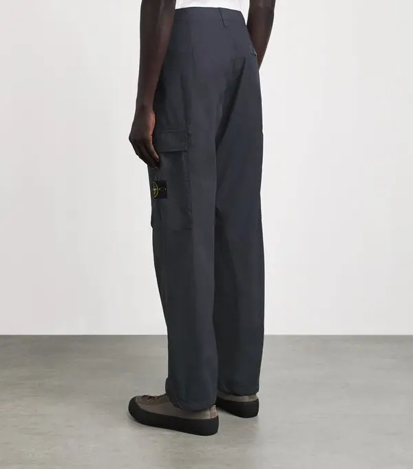 Stone Island Stretch-cotton Straight Cargo Trousers - Navy