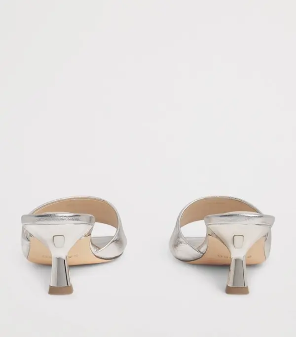Sandro Metallic Leather Heeled Mules 55 - Black