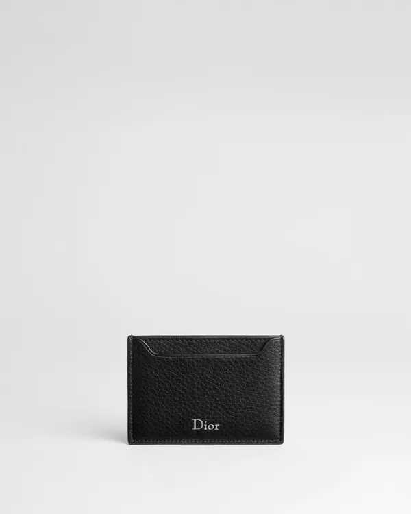 Dior Archie Card Holder - Black Grained Calfskin
