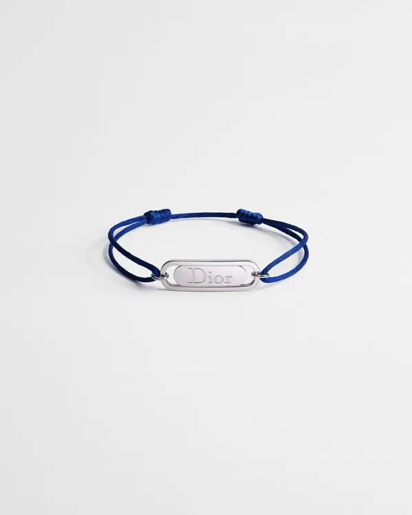 Dior Link Bracelet - Navy Blue Cord And Silver-finish Brass