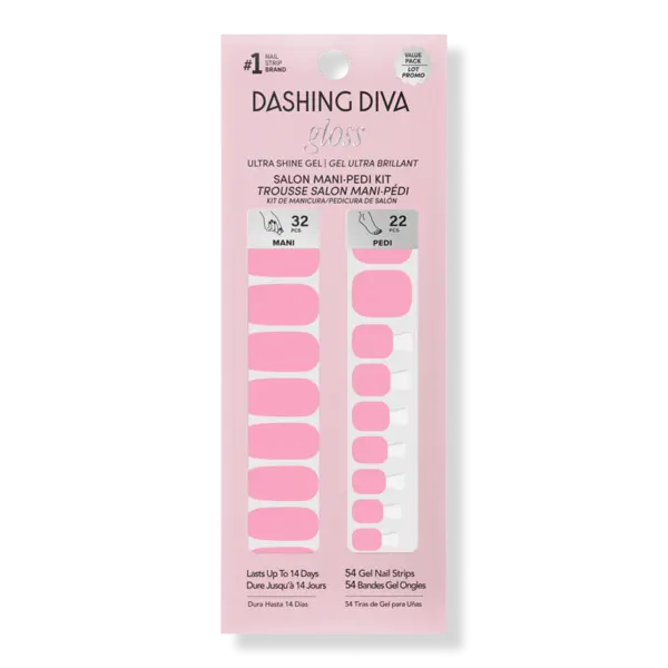 DASHING DIVA Gloss Mani/pedi, Gel Nail Strips - Bubblegum Pink