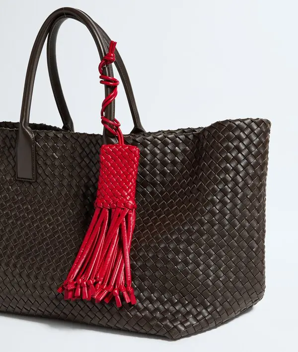 Bottega Veneta Intreccio Calfskin Leather Key Holder - Cardinal