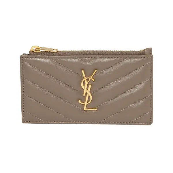 Saint Laurent Zipped Fragments Credit Card Case 'dusty