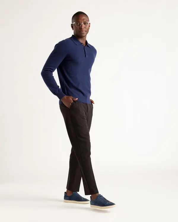 Quince Mongolian Spring Cashmere Polo Sweater - Navy